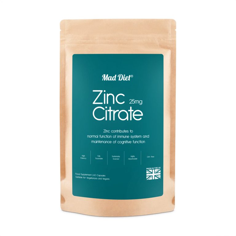 Zinc Citrate 25mg - 2 months supply - Mad Diet
